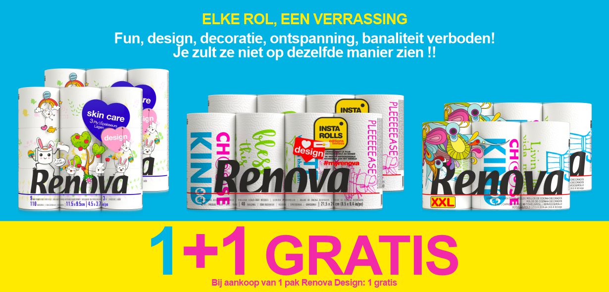 Renova Design toiletpapier/keukenrol cashback 1+1 Gratis - myShopi